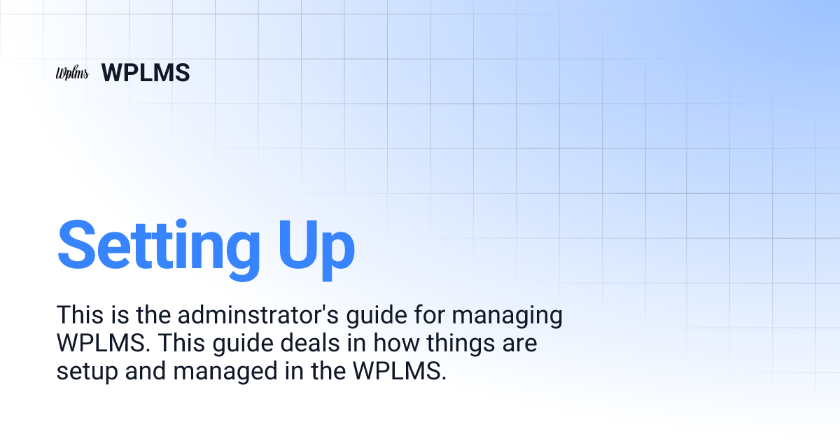 Setting Up | WPLMS