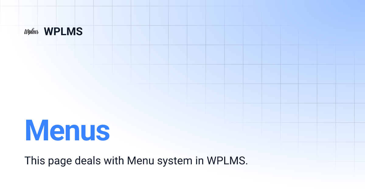 Menus | WPLMS